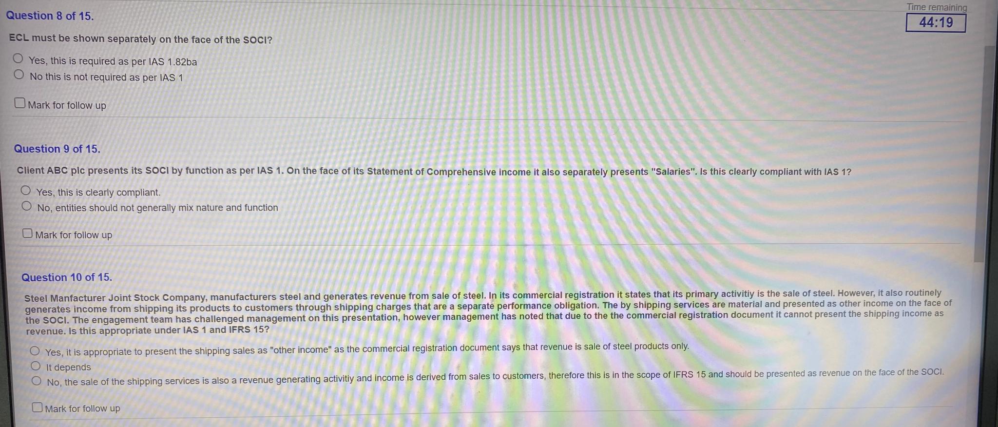 Solved Question 8 ﻿of 15.ECL must be shown separately on the | Chegg.com