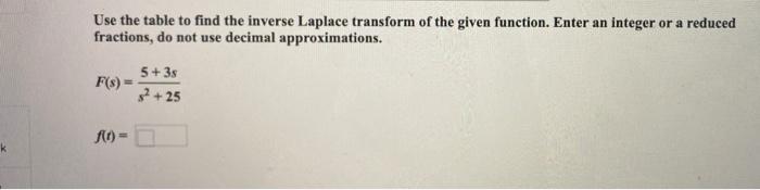 Solved Use the table to find the inverse Laplace transform | Chegg.com