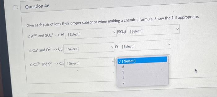 Give each pair of ions their proper subscript when | Chegg.com