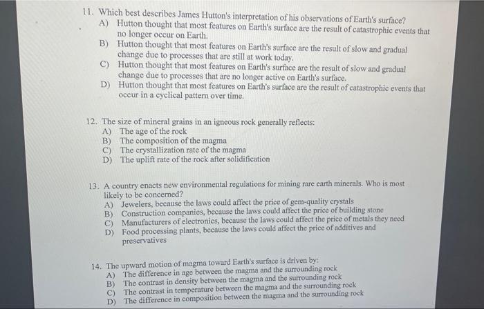 Solved 5. Nonfoliated metamorphic rocks are most likely to | Chegg.com