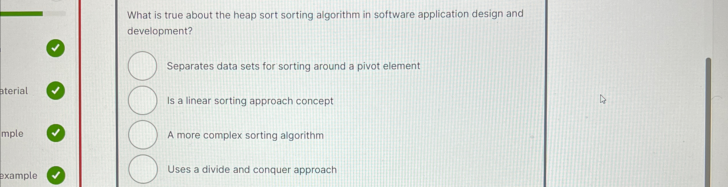 Solved What Is True About The Heap Sort Sorting Algorithm In 