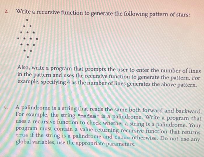 Solved Write a recursive function to generate the following | Chegg.com