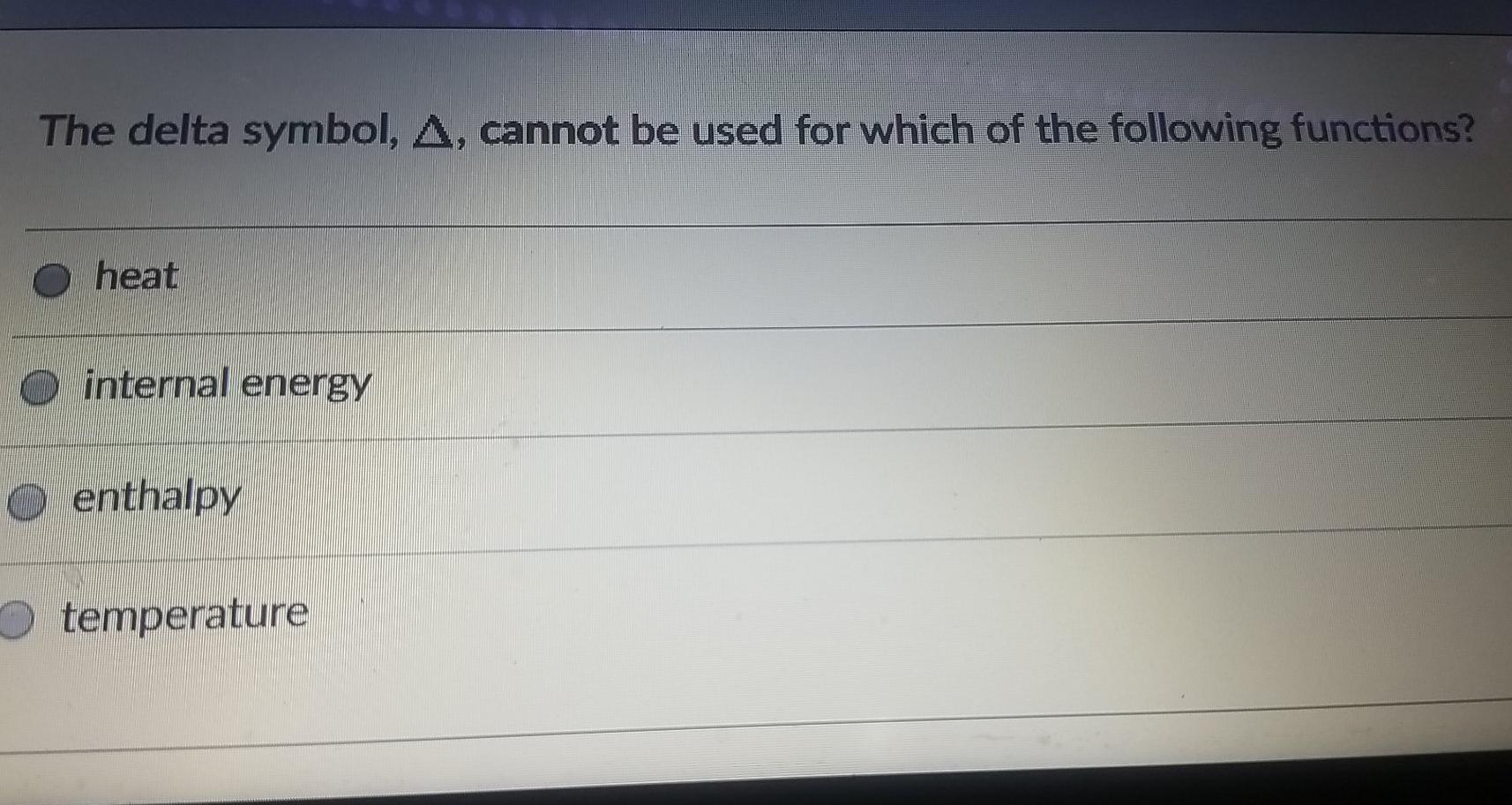 Solved The delta symbol, A, cannot be used for which of the | Chegg.com