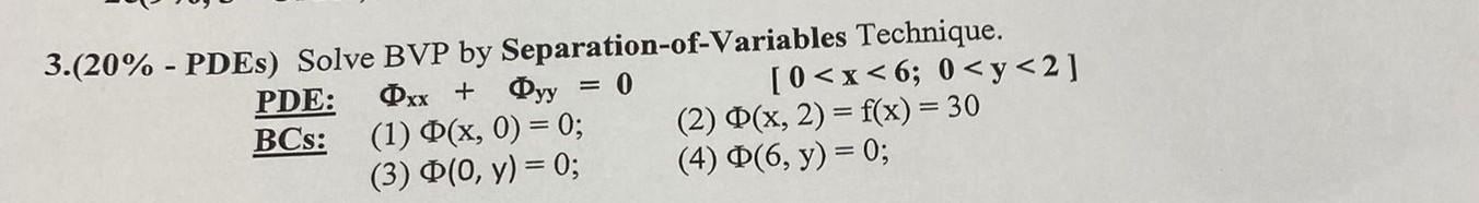 Solved 3.(20\% - PDEs) Solve BVP by Separation-of-Variables | Chegg.com