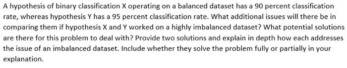 Solved A hypothesis of binary classification X operating on | Chegg.com