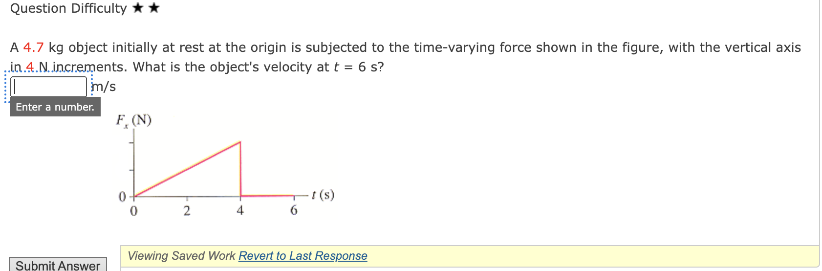 Solved Question DifficultyA 4.7kg ﻿object initially at rest | Chegg.com