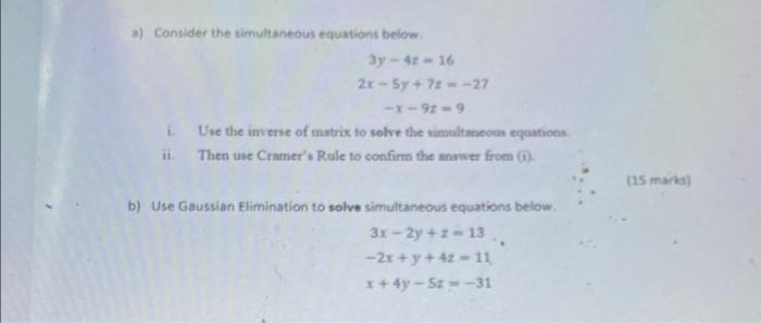 Solved *) Consider the simultaneous equations below 3y - 41 | Chegg.com