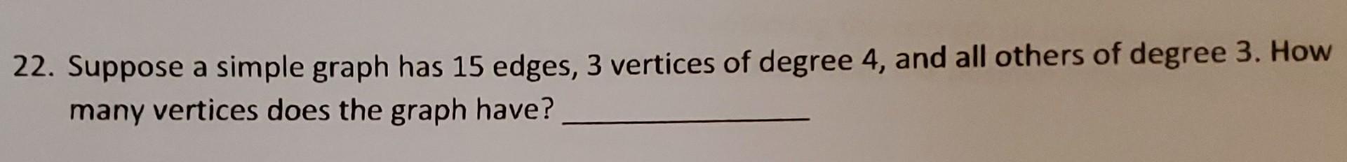 Solved 22. Suppose a simple graph has 15 edges, 3 vertices | Chegg.com