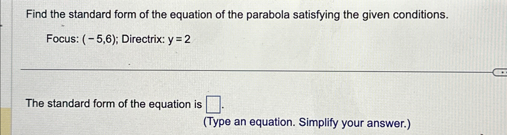 Solved Find the standard form of the equation of the | Chegg.com