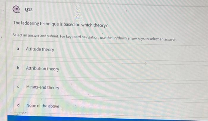 Solved Q15 The laddering technique is based on which theory? | Chegg.com