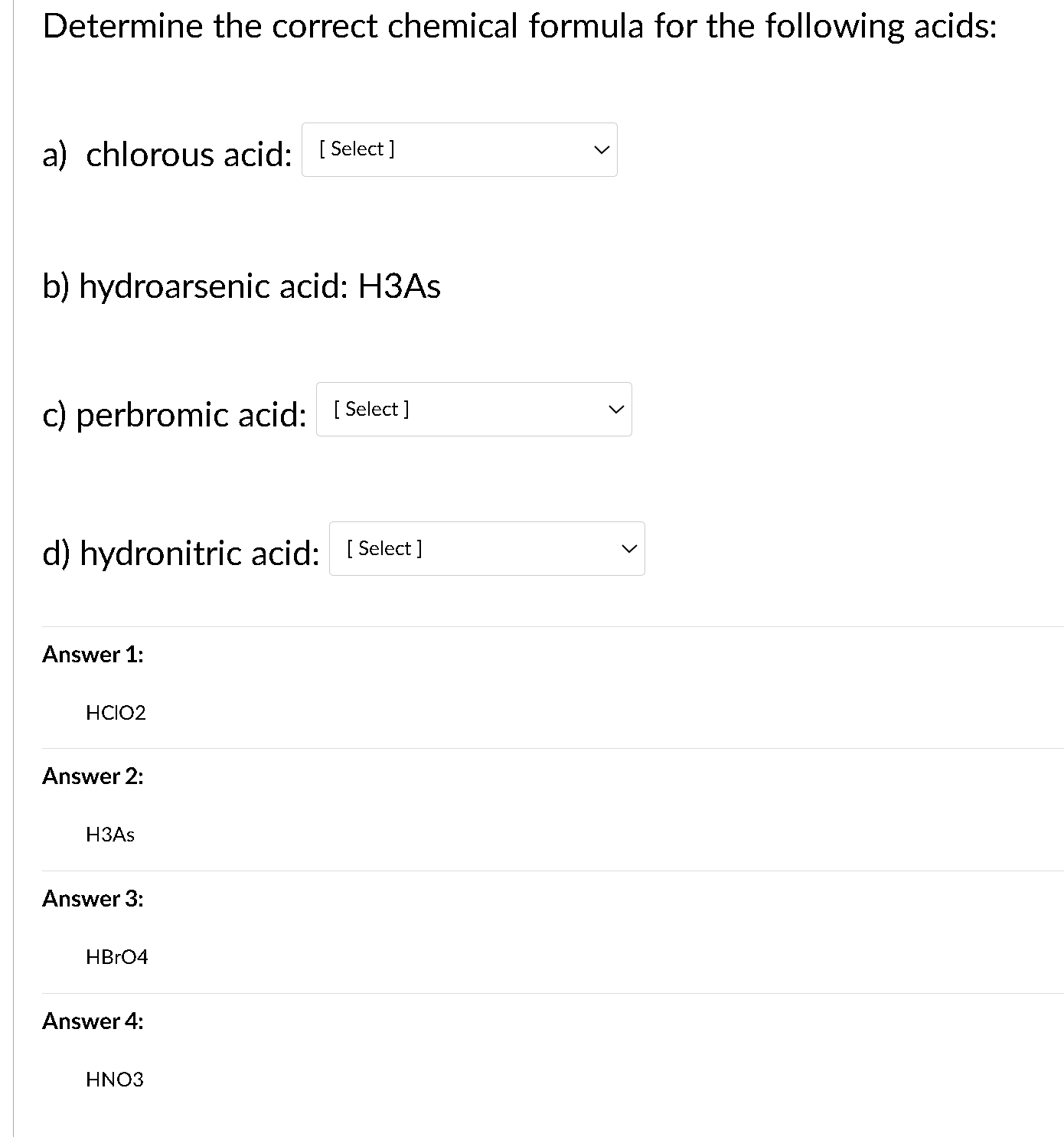 Solved Determine the correct chemical formula for the | Chegg.com