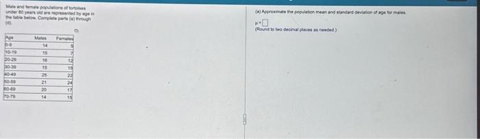 Male and female populations of tortoises under 80 | Chegg.com