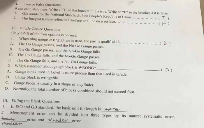 Solved 1. True or False Questions Read each statement. Write | Chegg.com