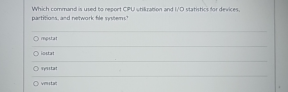 Solved Which command is used to report CPU utilization and | Chegg.com