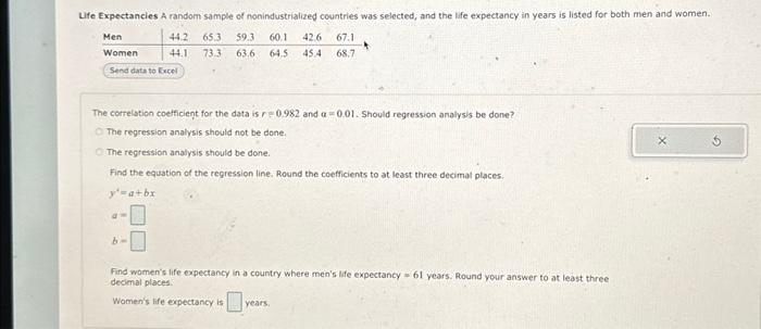 Solved correlation coefficient for the data is r=0.982 and | Chegg.com