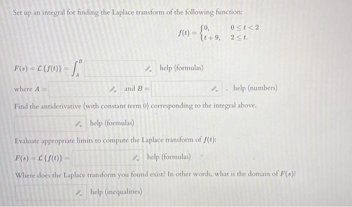 Solved Set up an integral for finding the Laplace transform | Chegg.com
