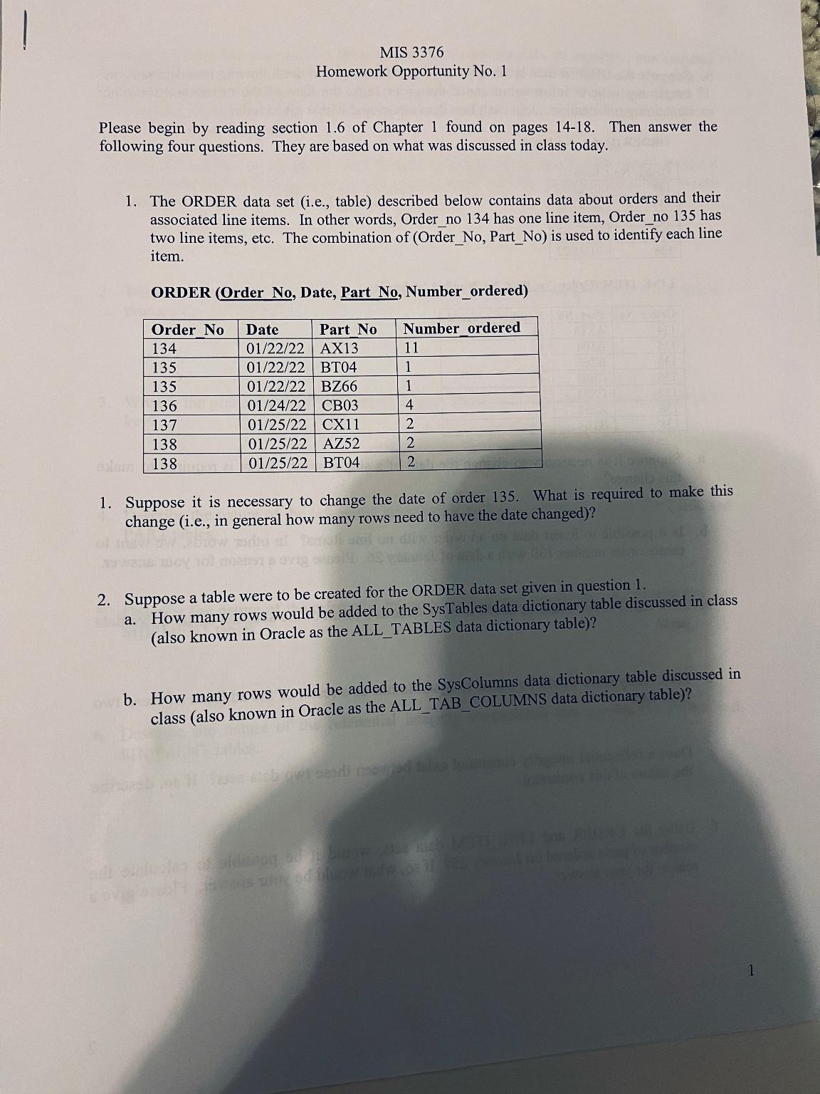 Solved MIS 3376\\nHomework Opportunity No. 1\\nPlease begin | Chegg.com
