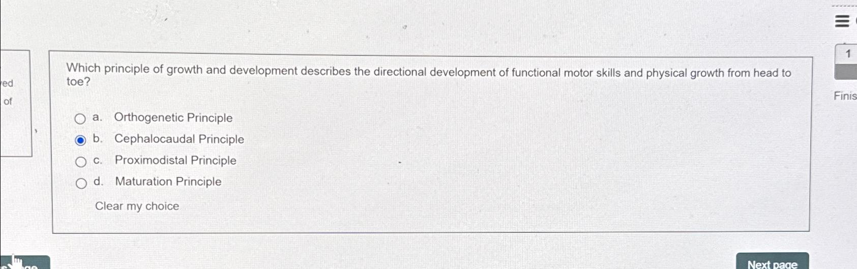 Solved Which principle of growth and development describes | Chegg.com