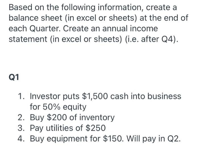 Solved Create a balance sheet, not sure if mine is right or | Chegg.com