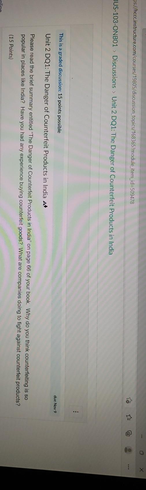 Solved ps://hccc.instructure.com/courses/19805/discussion | Chegg.com