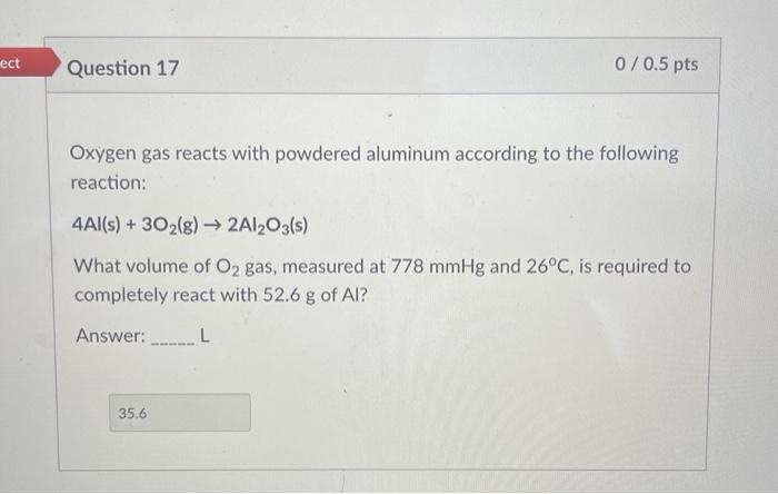 Solved Oxygen gas reacts with powdered aluminum according to | Chegg.com