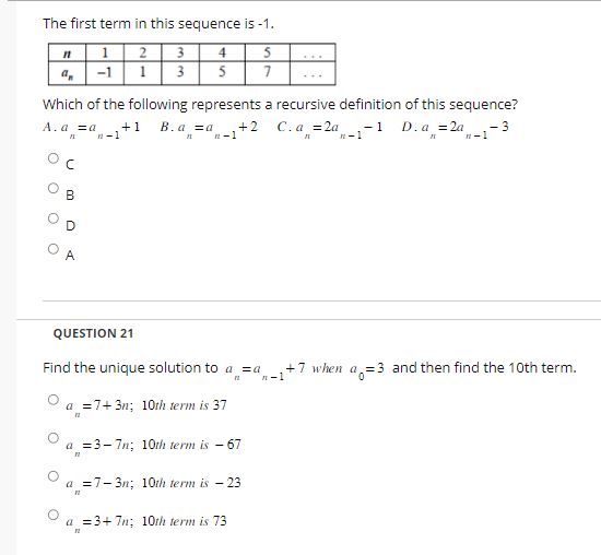 Solved The first term in this sequence is -1 .Which of the | Chegg.com