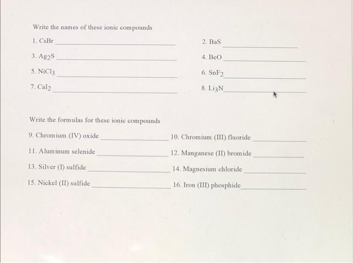 Solved Name of Cation Name of Anson Formula of Cation | Chegg.com
