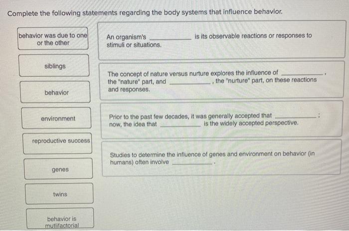 Solved Complete the following statements regarding the body | Chegg.com