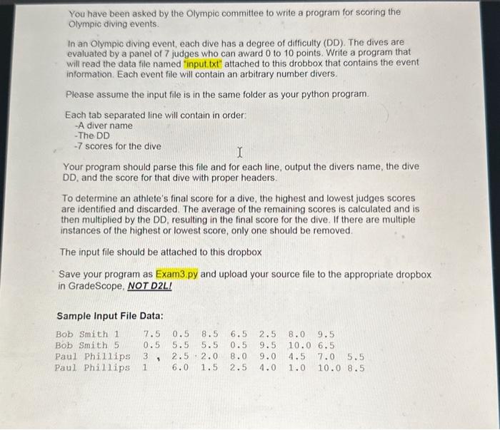 Solved You have been asked by the Olympic committee to write | Chegg.com