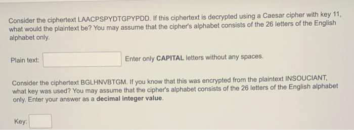Solved Consider the ciphertext LAACPSPYDTGPYPDD. If this | Chegg.com