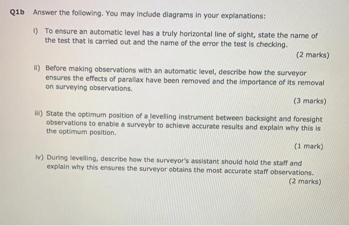 Solved Q1b Answer the following. You may include diagrams in | Chegg.com