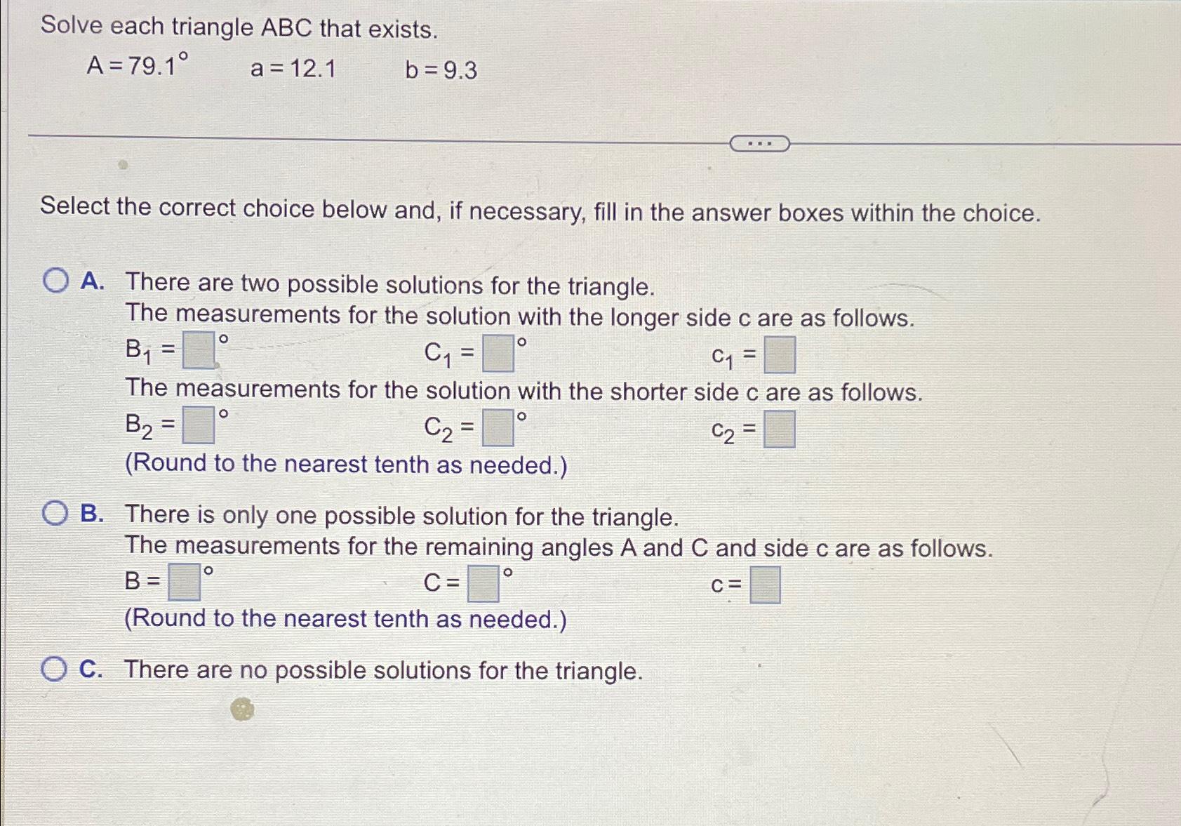 Solved Solve each triangle ABC that | Chegg.com