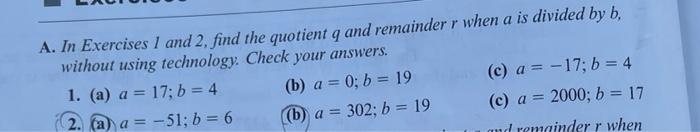 Solved A. In Exercises 1 and 2. find the quotient q and | Chegg.com
