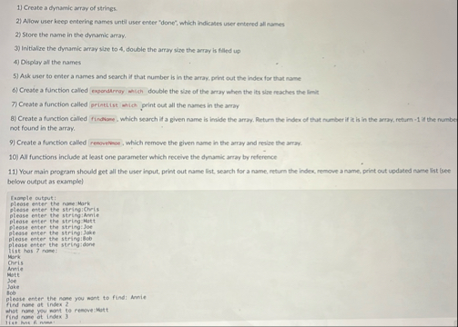 Solved Create a dynamic array of strings.Allow user keep | Chegg.com
