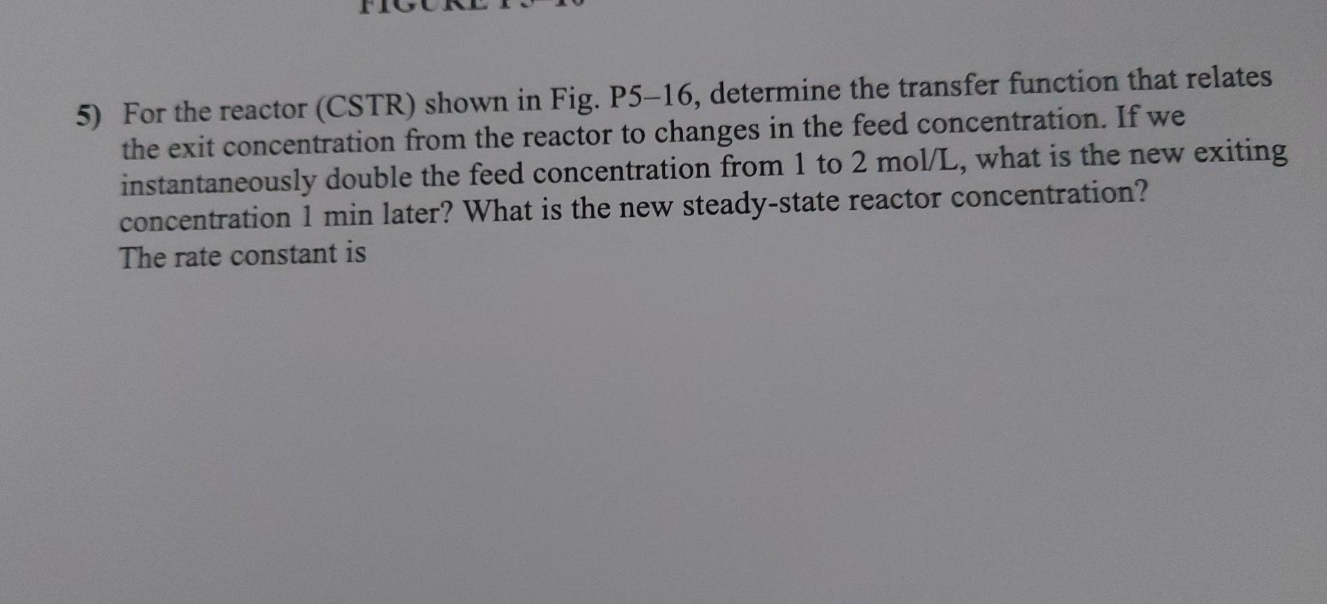 Solved 5) For the reactor (CSTR) shown in Fig. P5-16, | Chegg.com