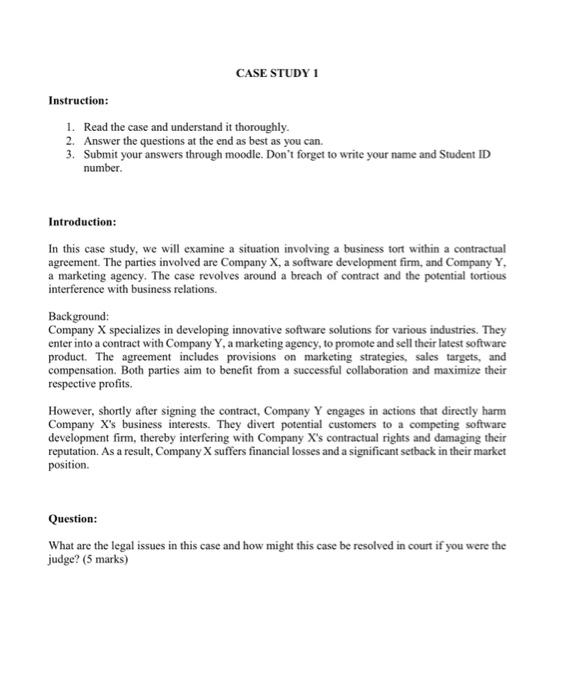 Solved Instruction: 1. Read the case and understand it | Chegg.com