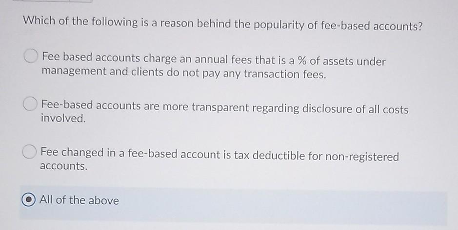 Solved With a fee-based account, full-service brokerage | Chegg.com