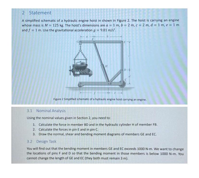 Solved A simplified schematic of a hydraulic engine hoist in | Chegg.com