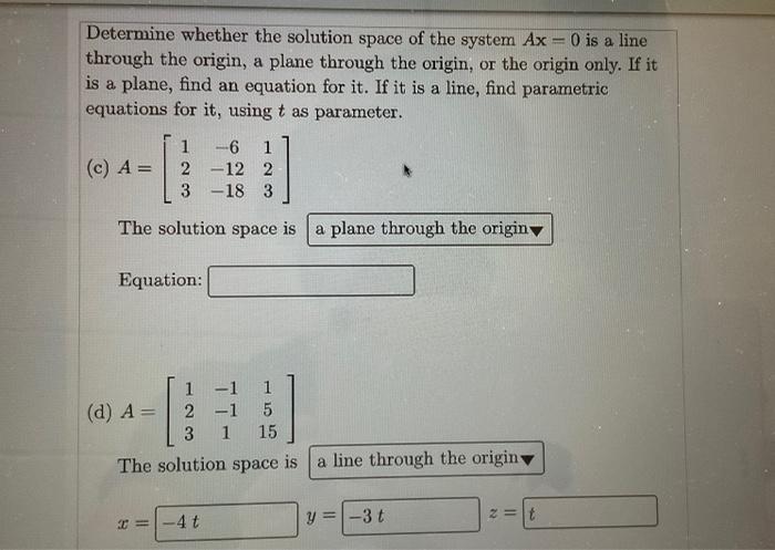 Solved Determine whether the solution space of the system | Chegg.com