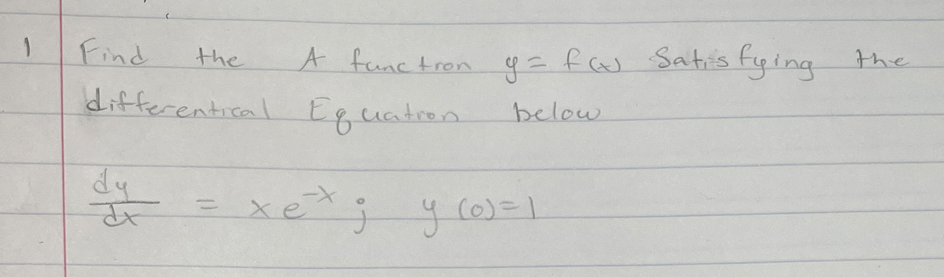Solved 1 ﻿Find the A fuction y=f(x) ﻿Satisfying the | Chegg.com