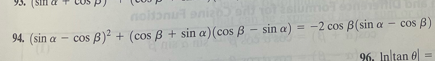 [Solved]: (sin alpha -cos beta )^(2)+(cos beta +sin alpha )(