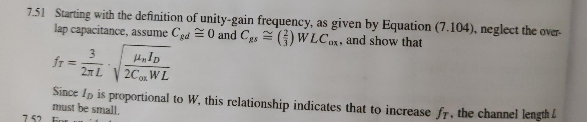 51 Starting with the definition of unity-gain | Chegg.com