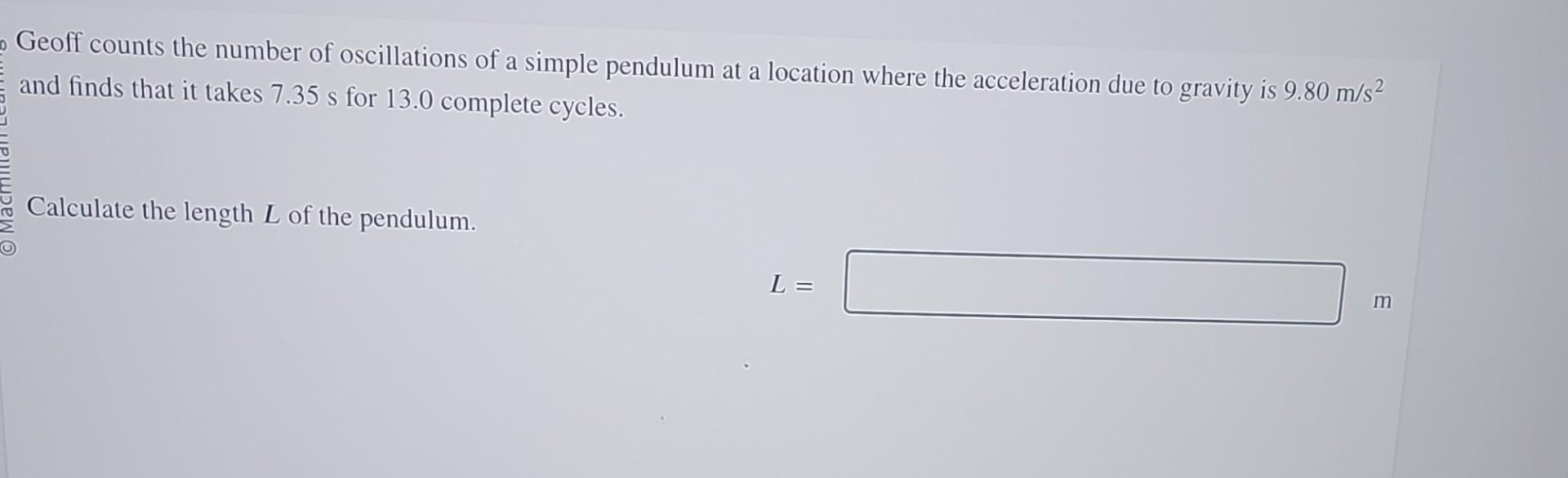 Solved Geoff counts the number of oscillations of a simple | Chegg.com