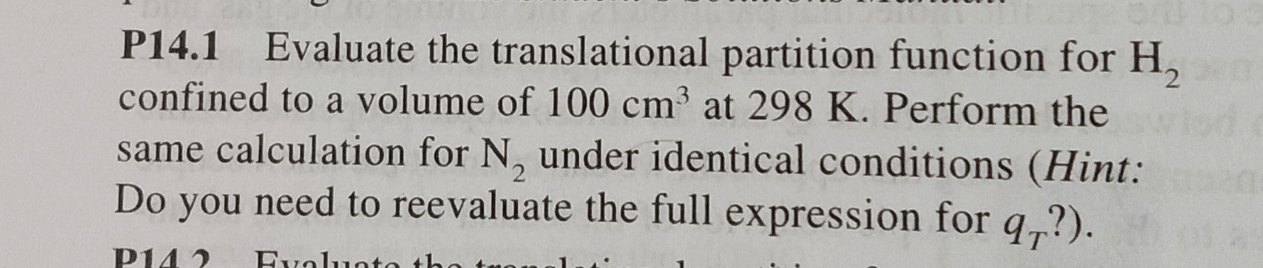 Solved P14 1 evaluate The Translational Partition Function