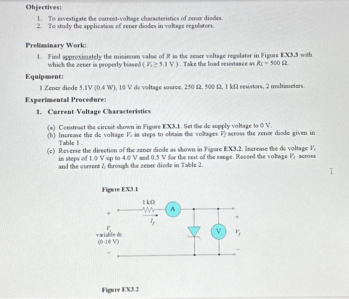 Solved Objectives: 1. To investigate the current-voltage | Chegg.com