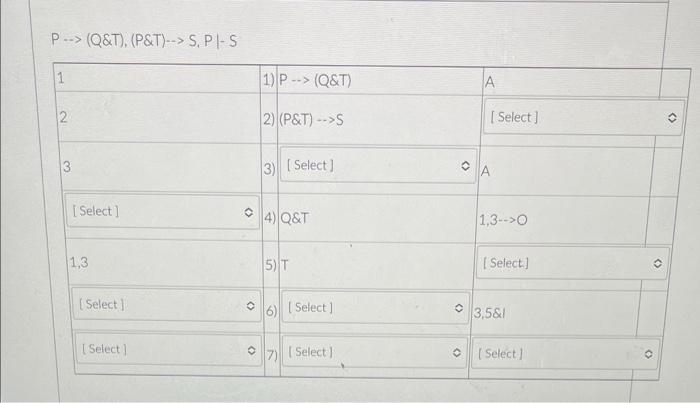 Solved P⇝(Q&T),(P&T)→S,P∣−S | Chegg.com