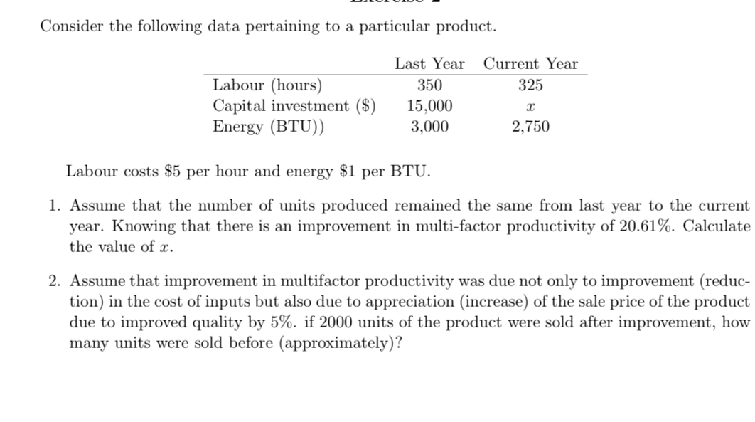 Solved Consider the following data pertaining to a | Chegg.com
