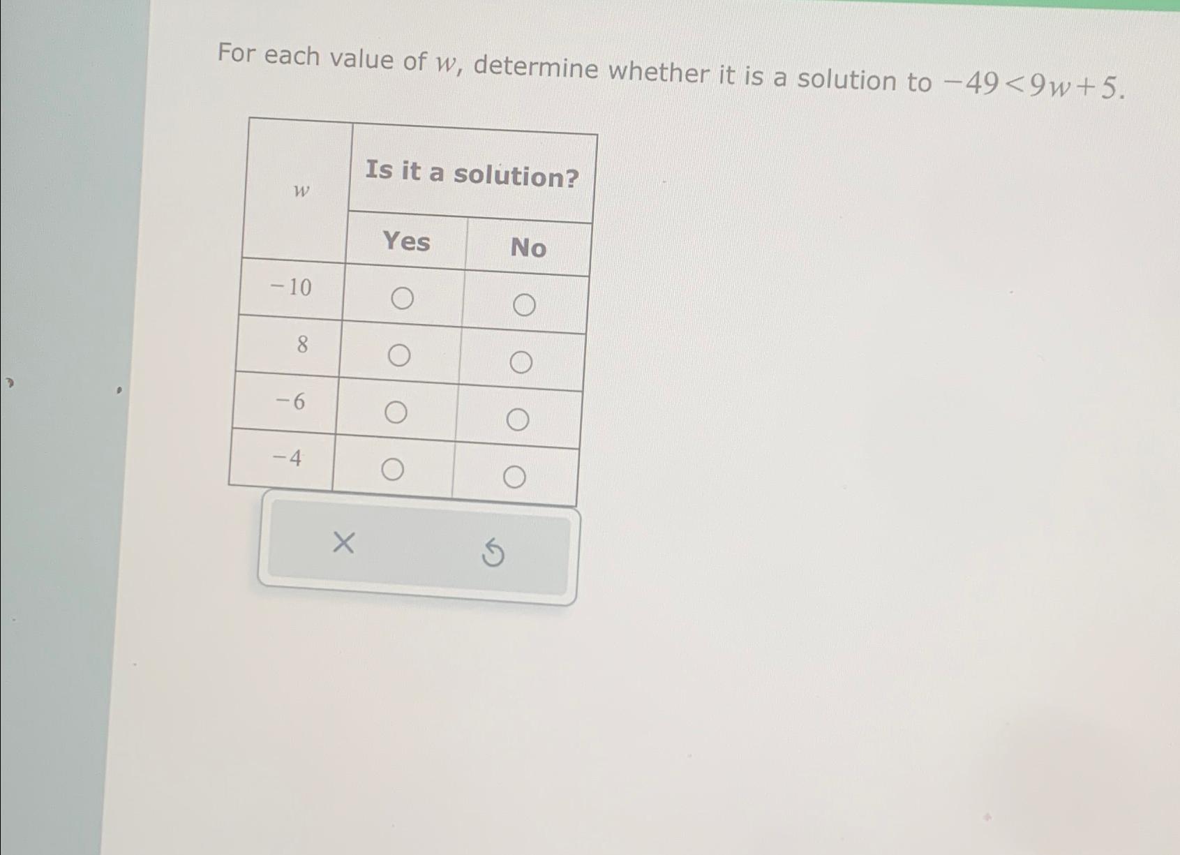 Solved For each value of w, ﻿determine whether it is a | Chegg.com