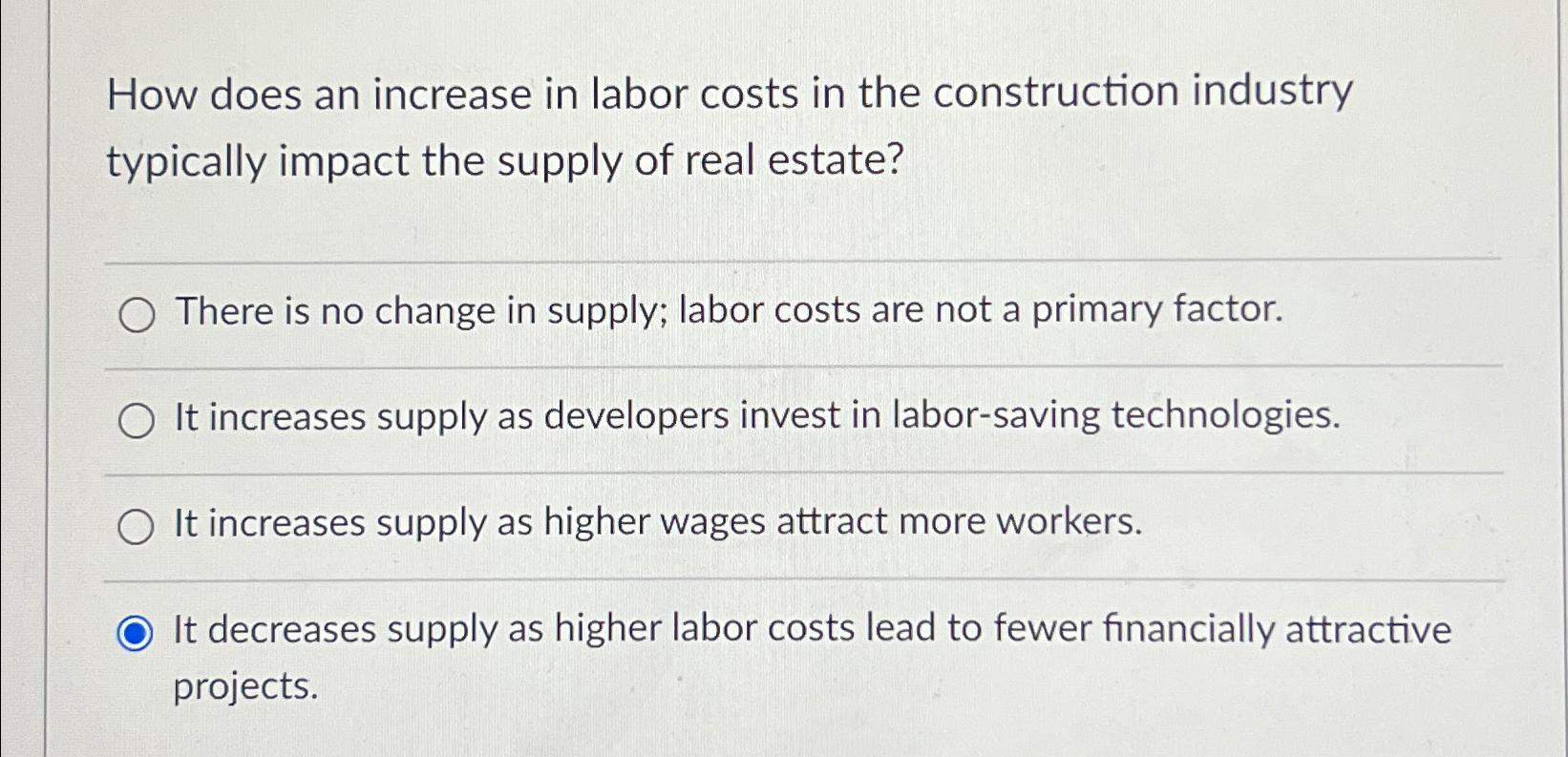 Solved How does an increase in labor costs in the | Chegg.com