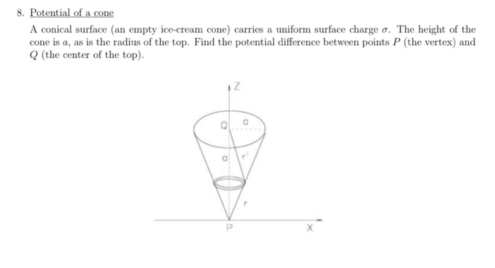 Solved 8. Potential of a cone A conical surface an empty | Chegg.com